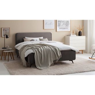 Mørteens home24 Polsterbett KARELIA 180 x 200cm Samt Ravi Grau ohne Lattenrost