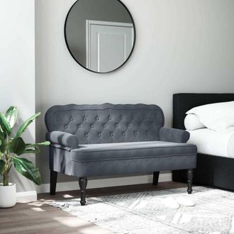 vidaXL Vidaxl - Banc avec dossier gris fonc&eacute; 119,5x64,5x75 cm velours