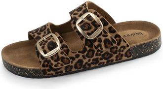 Isotoner Sandales femme à doubles brides ultra confortables, semelle intérieure cuir, 37 EU, léopard