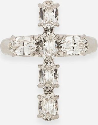 Dolce & Gabbana Ring Mit Kreuz Aus Strass - Frau Bijoux Kristall Metall M