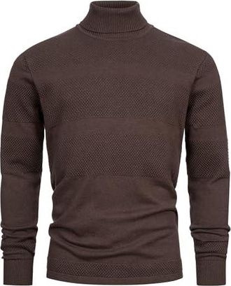 Kronstadt KSFisker Pull en tricot fin avec col roulé en 100 % coton | Pull en tricot pour homme, Mélange chocolat prune, S