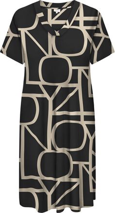 Only Carmakoma Damen Carfyrla Life S/S V-NCK Blk AOP DRE Noos, Schwarz-5, XL EU