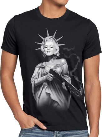 style3 Marilyn Liberty Tattoo T-Shirt Herren Freiheitsstatue USA New York, Gr&ouml;&szlig;e:XXL, Farbe:Schwarz