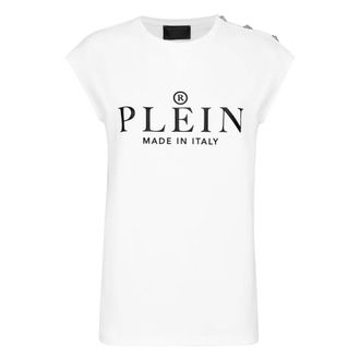 Philipp Plein Femme, Tops, Blanc, Taille: 40 FR T-Shirt Col Rond Iconic