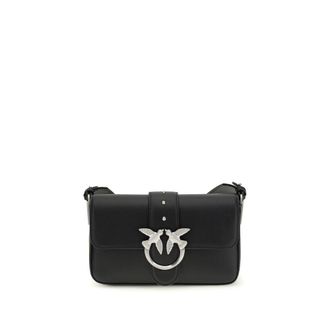 Pinko Schwarze Kalbsleder Bos Taurus Schultertasche