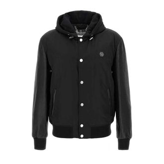 Philipp Plein Blouson Bomber &agrave; Capuche en Cuir - Homme - Vestes - Noir - Taille: M
