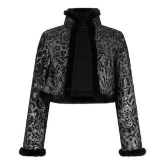 Moschino Elegante Jacke mit Pelzbesatz - - Jackets - Damen - Schwarzk - XS