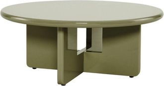 DRAWER Table basse ronde en bois laqu&eacute; &oslash;80cm - Vert - Paloma