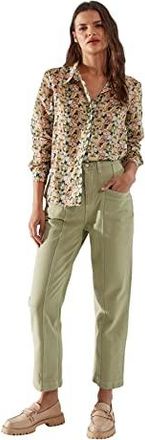Trendyol Khaki Stitching Detailed High Waist mom Jeans, 36 aux Femmes
