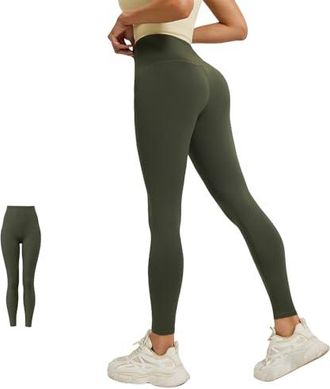 Generic Legging taille haute pour femme, contr&ocirc;le du ventre, doux comme du beurre, non transparent, pantalon de yoga pleine longueur pour entra&icirc;nement, course