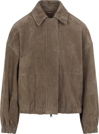 Brunello Cucinelli Blouson En Cuir - Marron