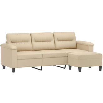 vidaXL Vidaxl - 3-Sitzer-Sofa mit Hocker Creme 180 cm Mikrofasergewebe
