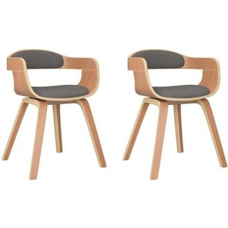 vidaXL Vidaxl - Chaise &agrave; manger lot de 2 gris clair bois courb&eacute; et tissu