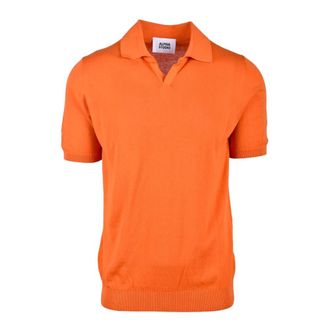 Alpha Studio Homme, Tops, Orange, Taille: XL Polo en maille de coton