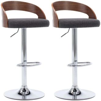 vidaXL Barhocker 2 Stk. Dunkelgrau Stoff und Bugholz Vidaxl
