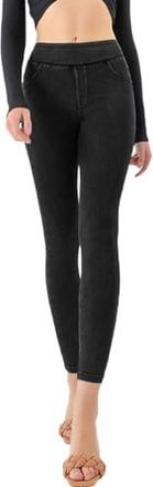 Onsoyours Jeggings Femme Leggings Taille Haute Denim Jeggings Pantalon de Sport Moulant Jeans Slim Extensible Legging Pantalon de Yoga A Noir XXL