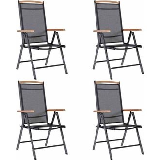 vidaXL Vidaxl - Chaises de jardin pliables 4 pcs aluminium et textil&egrave;ne noir