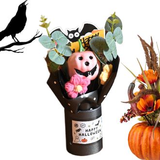 Generico K&uuml;rbisstrau&szlig; - Halloween-Arrangement, realistische Eukalyptusstiele, Festliche k&uuml;nstliche, sch&ouml;ner Halloweenstrau&szlig; f&uuml;r Zuhause, Mitteltisch, Party, In