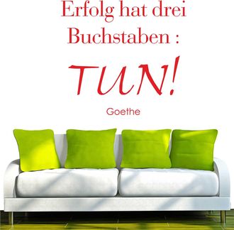 Indigos UG Indigos UG - Wandtattoo Wohnzimmer - Wandaufkleber Spruch Goethe Erfolg hat drei Buchstaben Tun 80x73, rot w014 - Aufkleber Kinderzimmer Schlafzimmer 