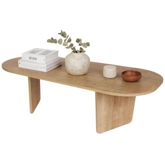 Dmora Couchtisch Dozza, Ovalform, Tischplatte aus edlem Holz, Farbe Braun, 130x65x40h cm, Eiche Braun