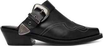 Tommy Jeans Pantoletten Archive Cowboy Mule Leather EN0EN03063 Schwarz