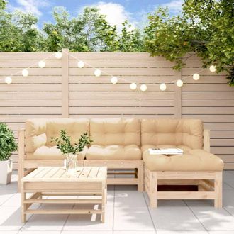 vidaXL 5-tlg. Garten-Lounge-Set mit Kissen Massivholz - Vidaxl