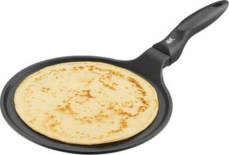 WMF Devil Crepe Pfanne Induktion 27 cm, Crepes Pfanne, Pfannkuchenpfanne mit Teigverteiler und Holzschaufel, Aluguss beschichtet