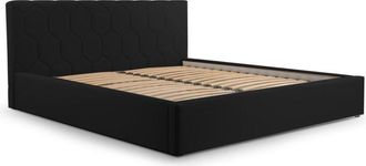 E-MEUBLES Polsterbett Bett mit Kopfst&uuml;tze, Rahmenbettgestell, Bettkasten und Lattenrost Doppelbett Gepolsterter Kopfteil Samststoff Stauraumbett bett 02