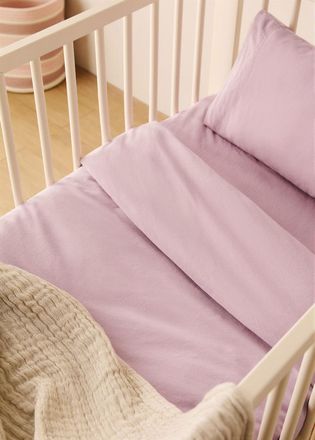 Mango Housse de couette berceau en coton lav&eacute; double surpiq&ucirc;re lilas - Home - 100x120cm - MANGO HOME