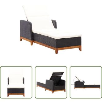 vidaXL Poly Rattan - Sonnenliege Poly Rattan und Massivholz Akazie Schwarz