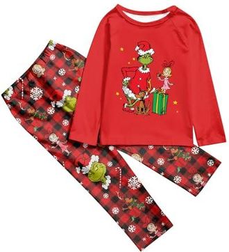 Generic Le Grinch Pyjama Noel Famille De Grinch Ensembles Bebe Vetement Coton Ensemble Hiver Noël Adulte Homme Enfant Garcon Costume The Femme Pull Chaud Et D