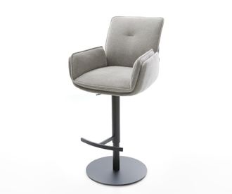 DELIFE Barstuhl Nela-Flex Strukturstoff Soft Grau Drehfu&szlig; h&ouml;henverstellbar Metall Schwarz, Barst&uuml;hle