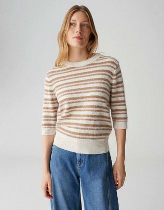 OPUS Strickpullover Pullover Puvet Stripe - Slim Fit