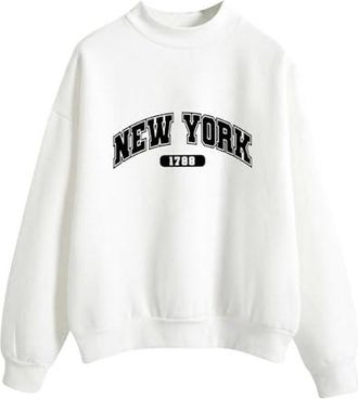 Generic 2026 Printemps Automne Hiver Col O Couleur unie Imprim&eacute; Manches Longues Pull Sweat-shirt, blanc, XXL