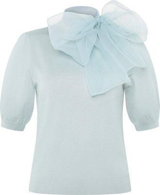 Zero Kurzarmshirt Damen mit Schleife (1-tlg) drapiert / gerafft