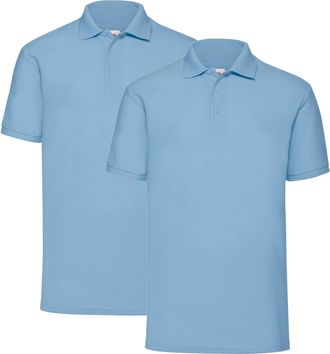 Fruit Of The Loom 2er Pique Poloshirt Herren Polo M L XL XXL 3XL 4XL 5XL HLKauf-Block (XXL, 2er Pastellblau& 1x HLKauf-Block)