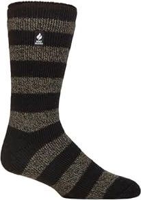 Heat Holders SOCKSHOP Mens 2.3 TOG À motifs et uni Chaussettes thermiques Paquet de 1 (39-45, Palermo Chunky Stripe Noir/Olive)