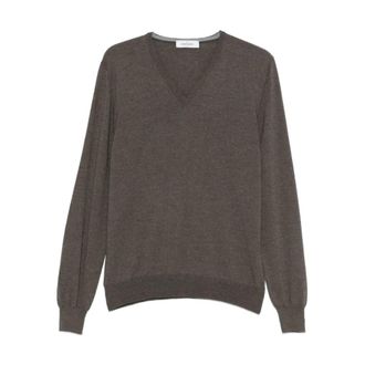 Gran Sasso V-Ausschnitt Wollpullover - - Knitwear - Herren - Braun - 2XL