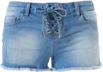 Melissa Odabash Femme, Shorts, Bleu, Taille: 38 FR Alexi Denim Lace-Up Shorts