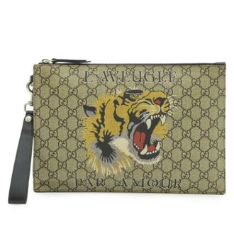 Gucci Sac clutch GG Supreme en PVC Pre-owned - Homme - Pre-owned - Beige - Taille: ONE Size