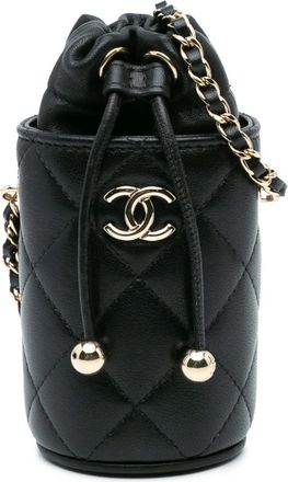 Chanel Hobo Bags - Micro Quilted Lambskin Drawstring Bucket Bag - Gr. unisize - in Schwarz - für Damen