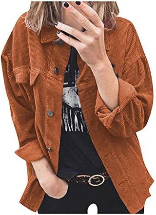 Generic Veste pelucheuse Sherpa pour femme - Manteau confortable en velours côtelé - Cardigan ample - Grande taille - Manteau avec boutons - Pour lhiver, la v