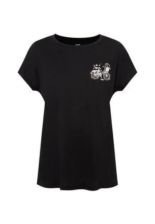 Mavi Damen Butterfly Bike Tee T-Shirt, Black, XS