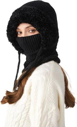 Feoya Cagoule Polaire Hiver Femme Balaclava Chapeau Multifonction Bonnet Tour de Cou Chapeau Ski Coupe-Vent Outdoor Moto Montagne Camping D1