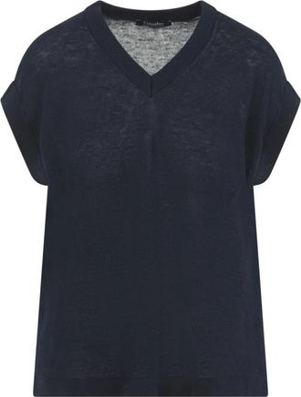 Max Mara Femme, Pulls, Bleu, Taille: 36 FR Ghianda Linen Knit Vest