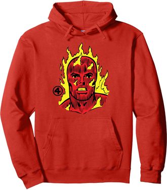MARVEL Fantastic Four Human Torch Big Face Costume Pullover Hoodie