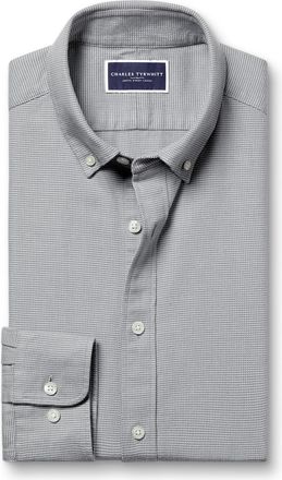 CHARLES TYRWHITT Flanellhemd aus Dobby-Gewebe - Hellgrau