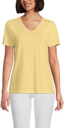 Lands End Supima Kurzarm-Shirt mit V-Ausschnitt, Damen, Gr&ouml;&szlig;e:32-34 regular, Gelb, Baumwolle, by Lands End