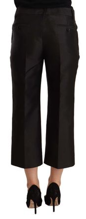 Dolce & Gabbana Womens Black Silk Flared Cropped Pants