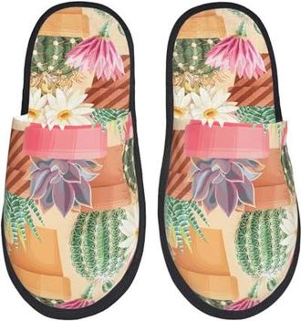 Generic Pantoufles Unisexes Imprimé Succulent Et Cactus Chaussons Confort Automne Hiver Pantoufles DExtérieur, Pour Intérieur Extérieur, Femmes, Mariage, M